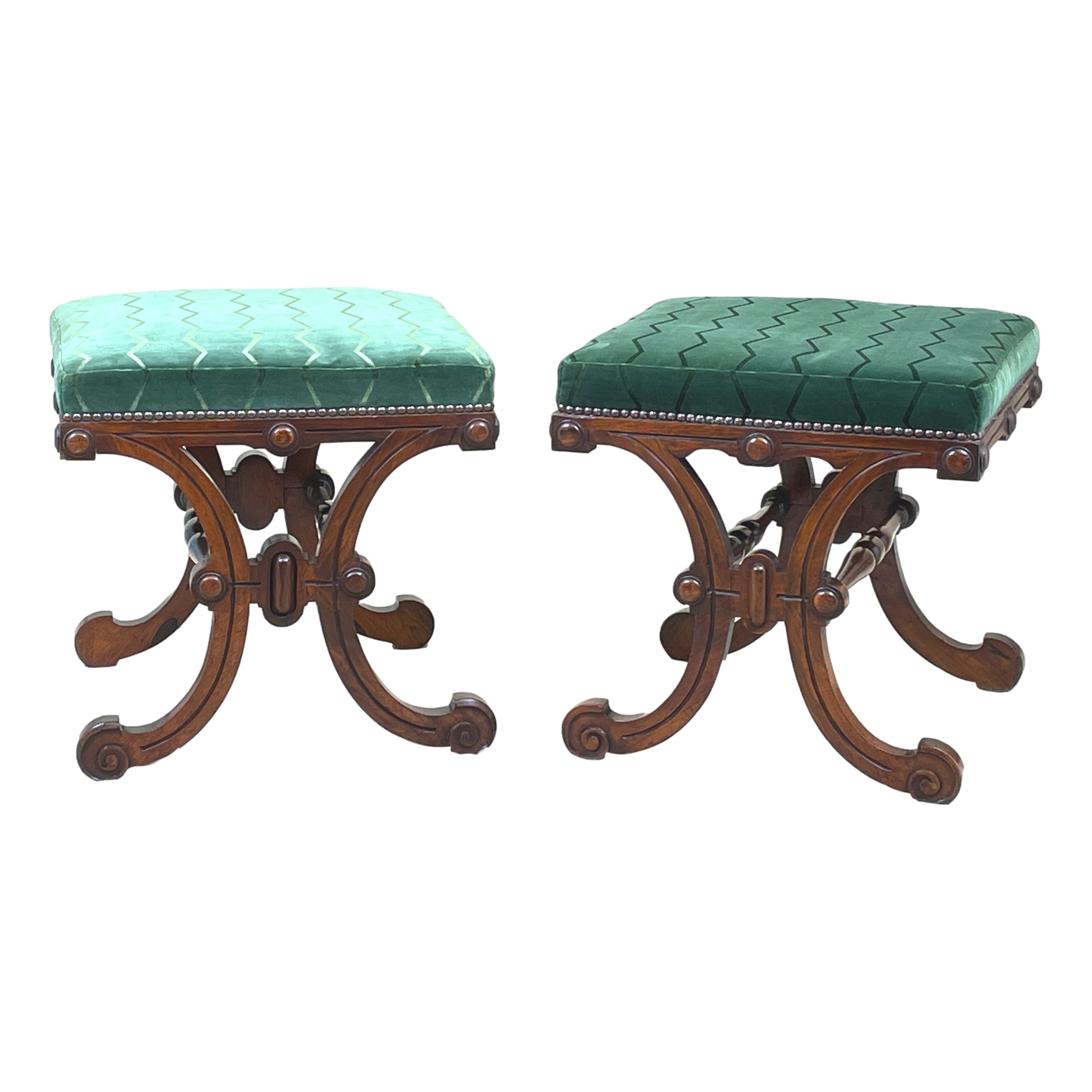 19th Century Pair Of Rosewood X Frame Stools – S&S Timms Antiques
