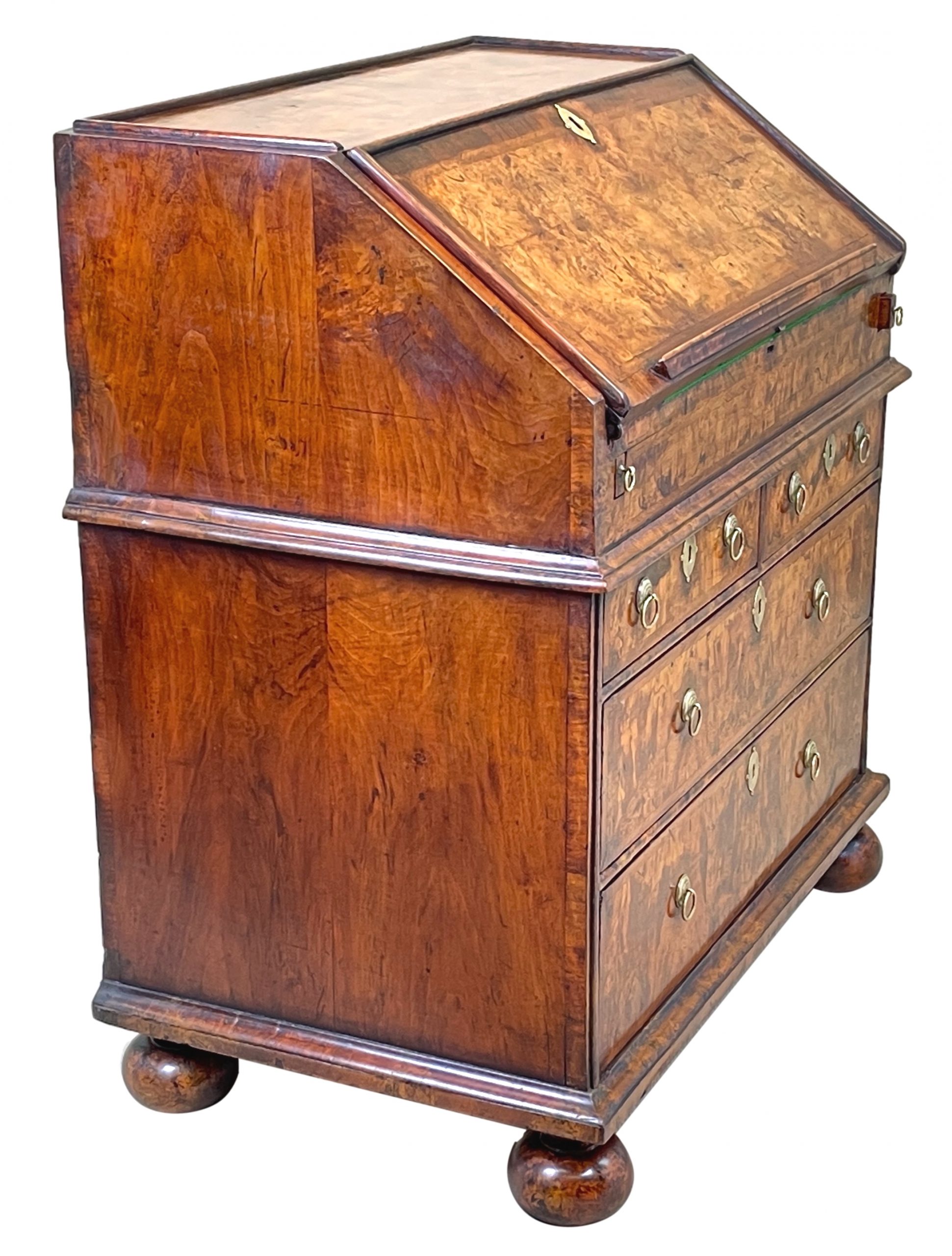 Queen Anne Burr Walnut Bureau – S&S Timms Antiques